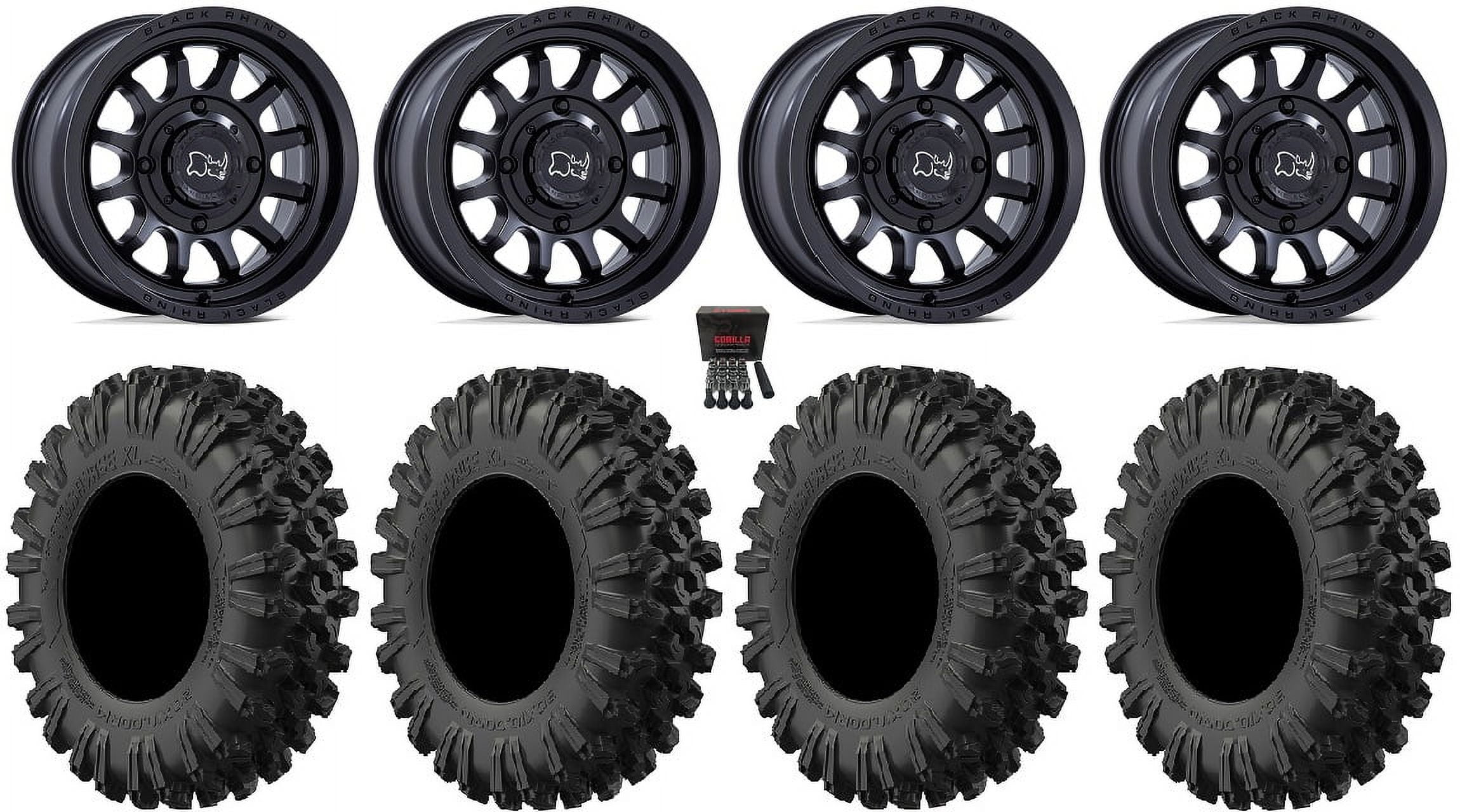 Black Rhino Rapid 14" Wheels Bk 30" MotoRavage XL Tires Honda Rincon ...