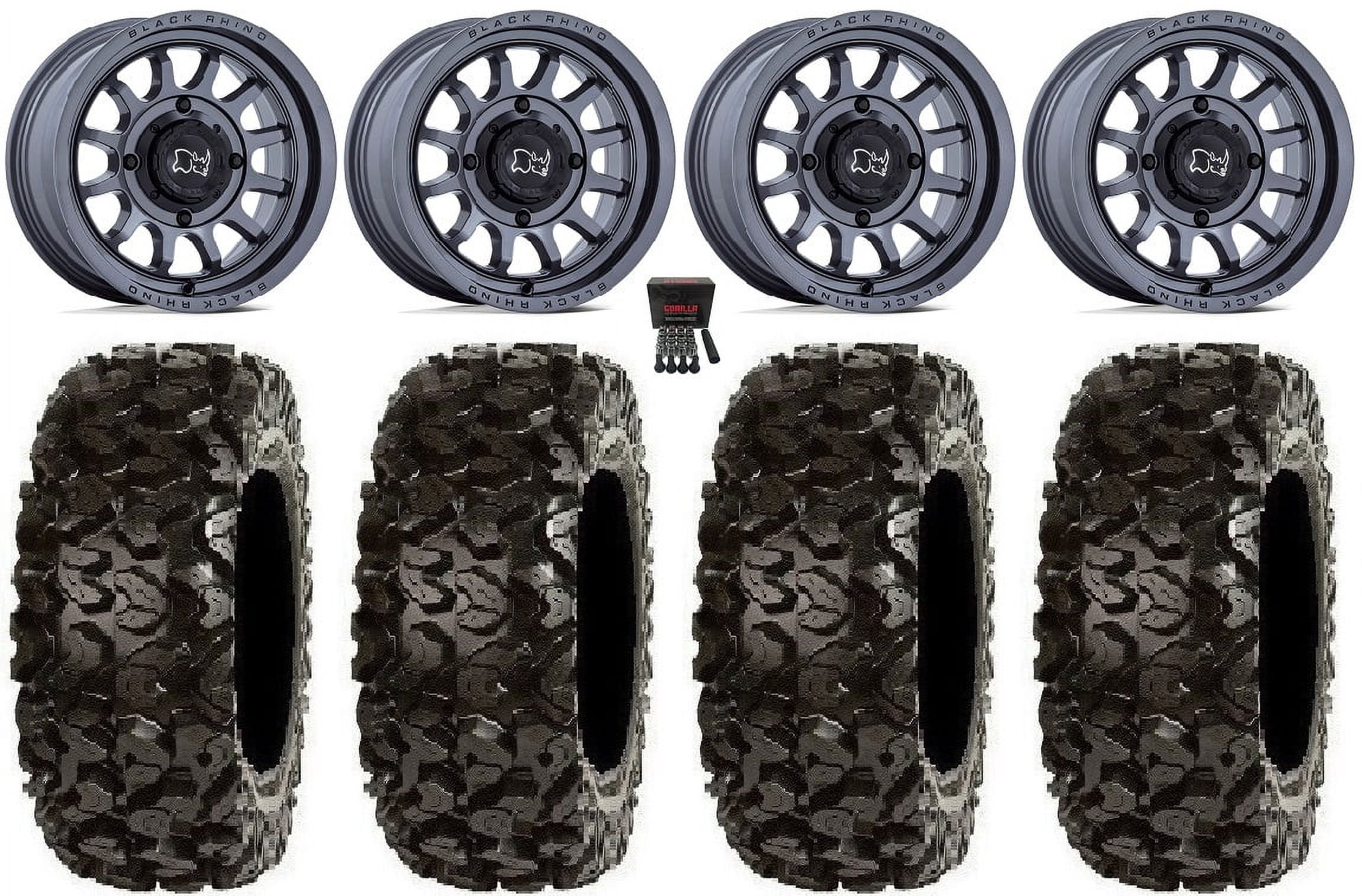 Black Rhino Rapid 14" Wheels Gm 28" Rip Saw Tires Yamaha Viking ...