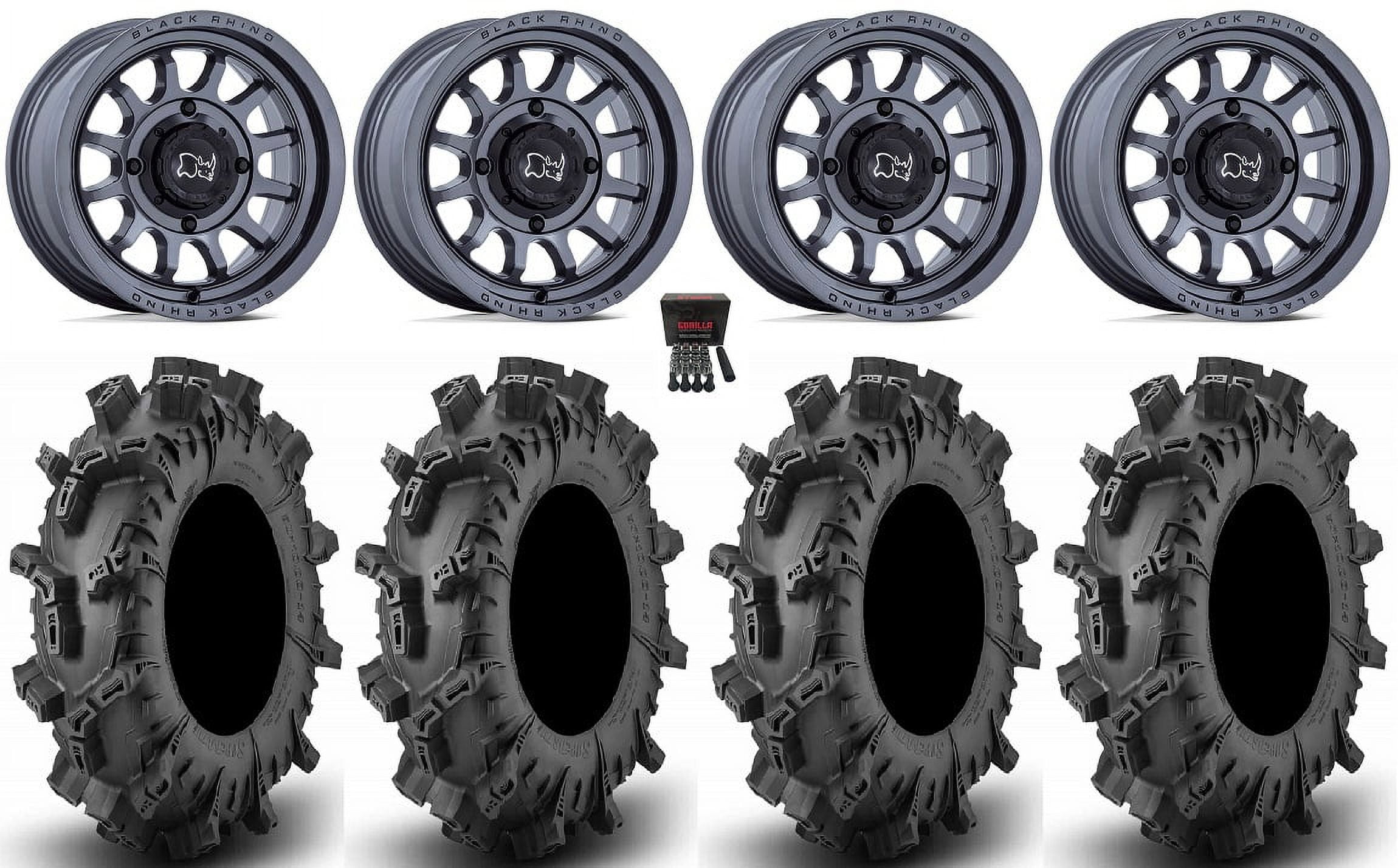 Black Rhino Rapid 14" Wheels Gm 28" Terminator Max Tires Sportsman RZR ...