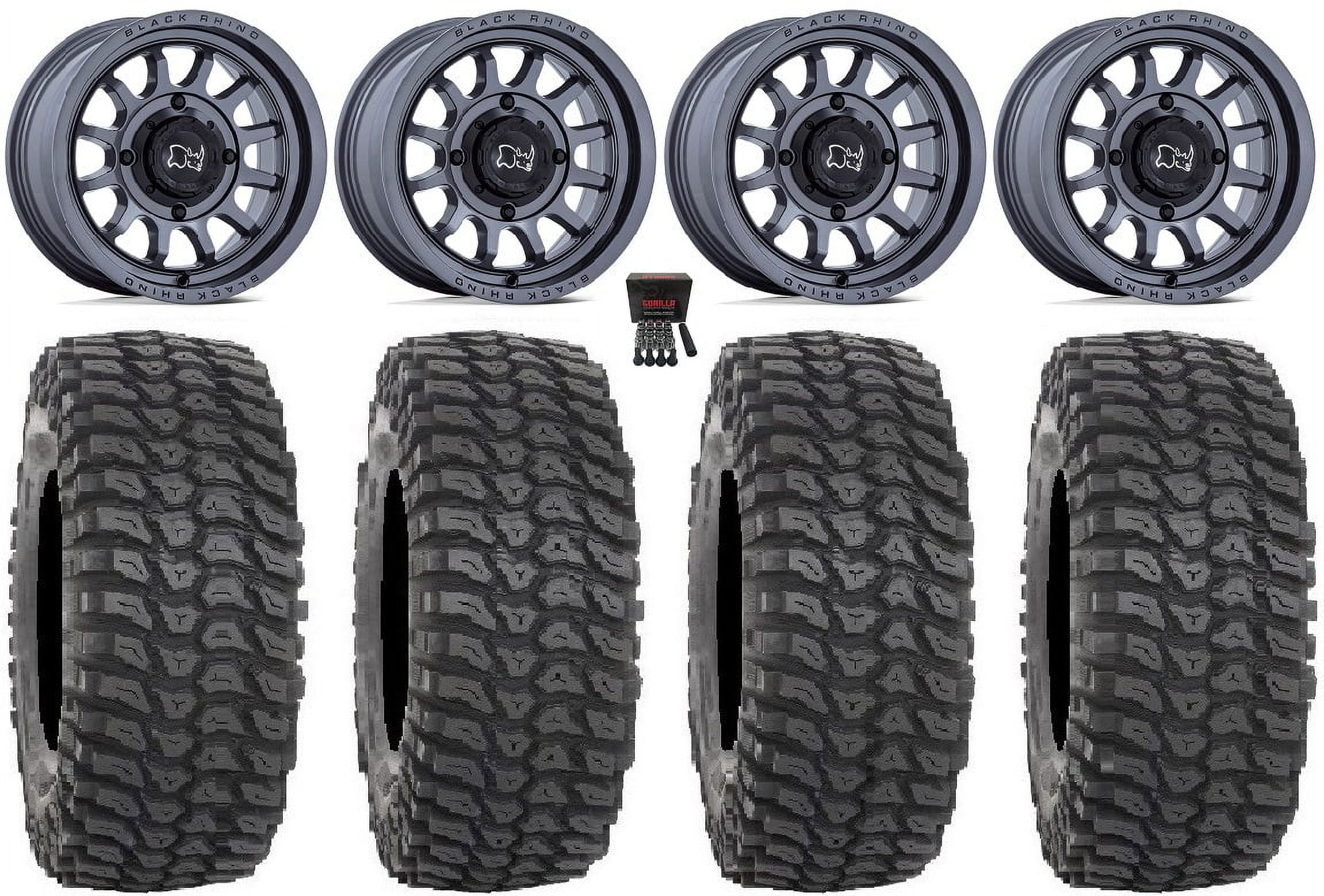 Black Rhino Rapid 14" Wheels Gm 28" XCR350 Tires Yamaha Viking ...