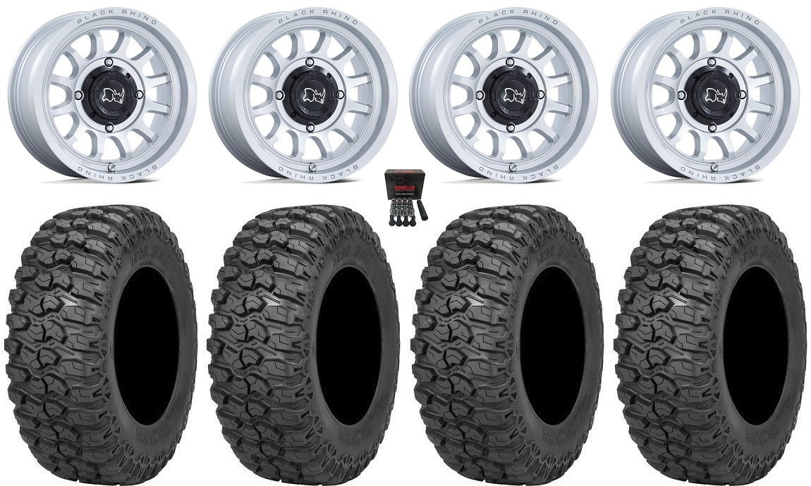 Black Rhino Rapid 14" Wheels Si 28" Trail Saw 2.0 Tires Can-Am Maverick X3 / Honda Pioneer 1000 ...