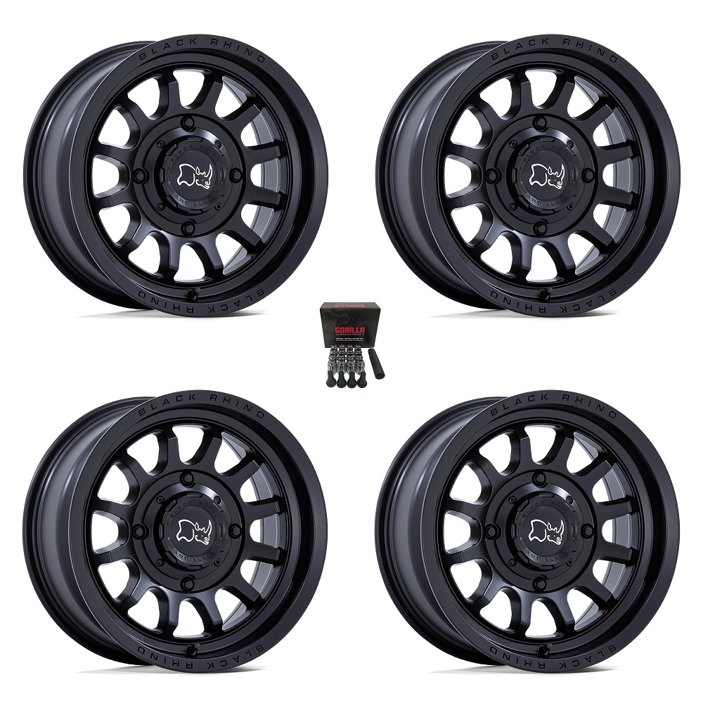 Black Rhino Rapid 15" Wheels Black Honda Rincon Yamaha Rhino Kawasaki ...