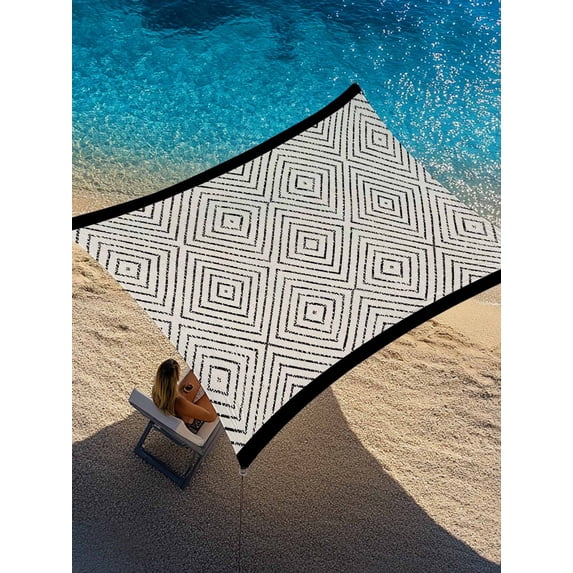 Black Rhombus Frames Sun Shade Sail 14' x 18', Minimalist Boho ...