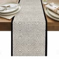Black Rhombus Frames Table Runner, Minimalist Boho Concentric Lines ...