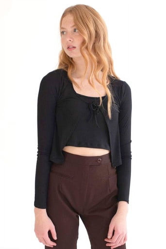 Ragstock Black Ribbed Cami & Cardigan Set - Walmart.com