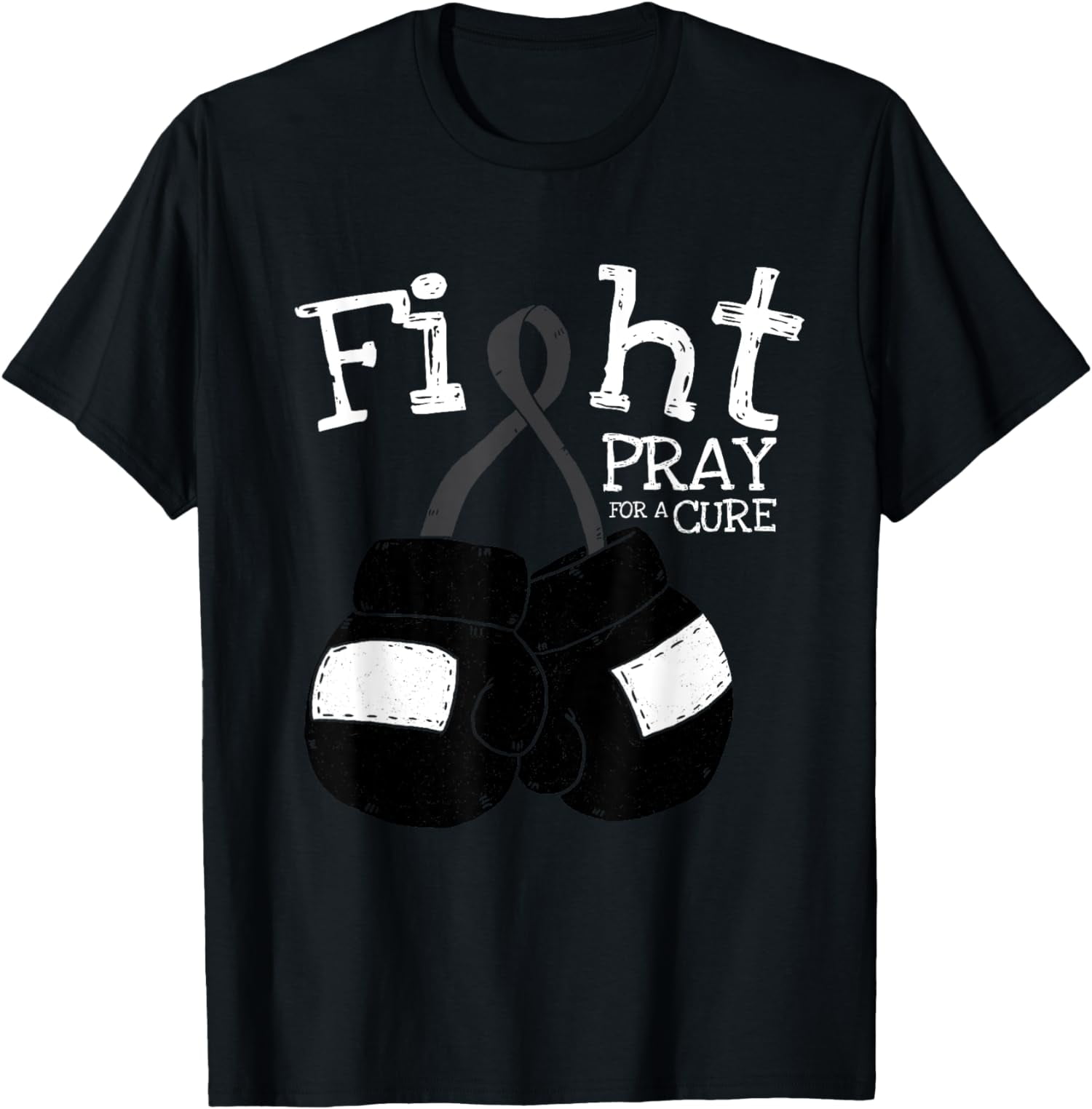 Black Ribbon Fight Skin Cancer Melanoma Cool Awareness Gifts T-Shirt ...