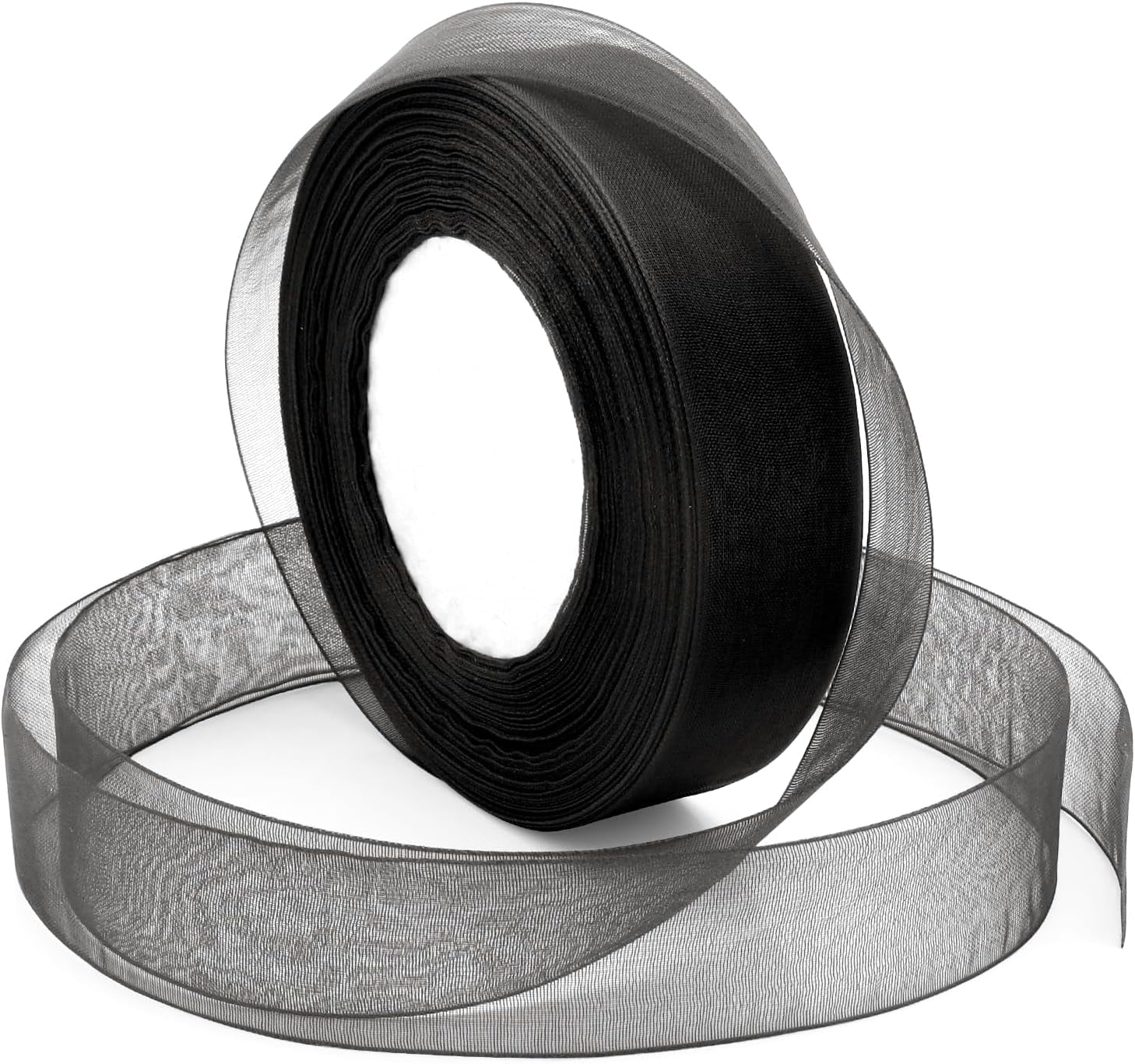 Black Ribbon for Gifts Wrapping, 1 inch 50Yard Sheer Organza Ribbon ...