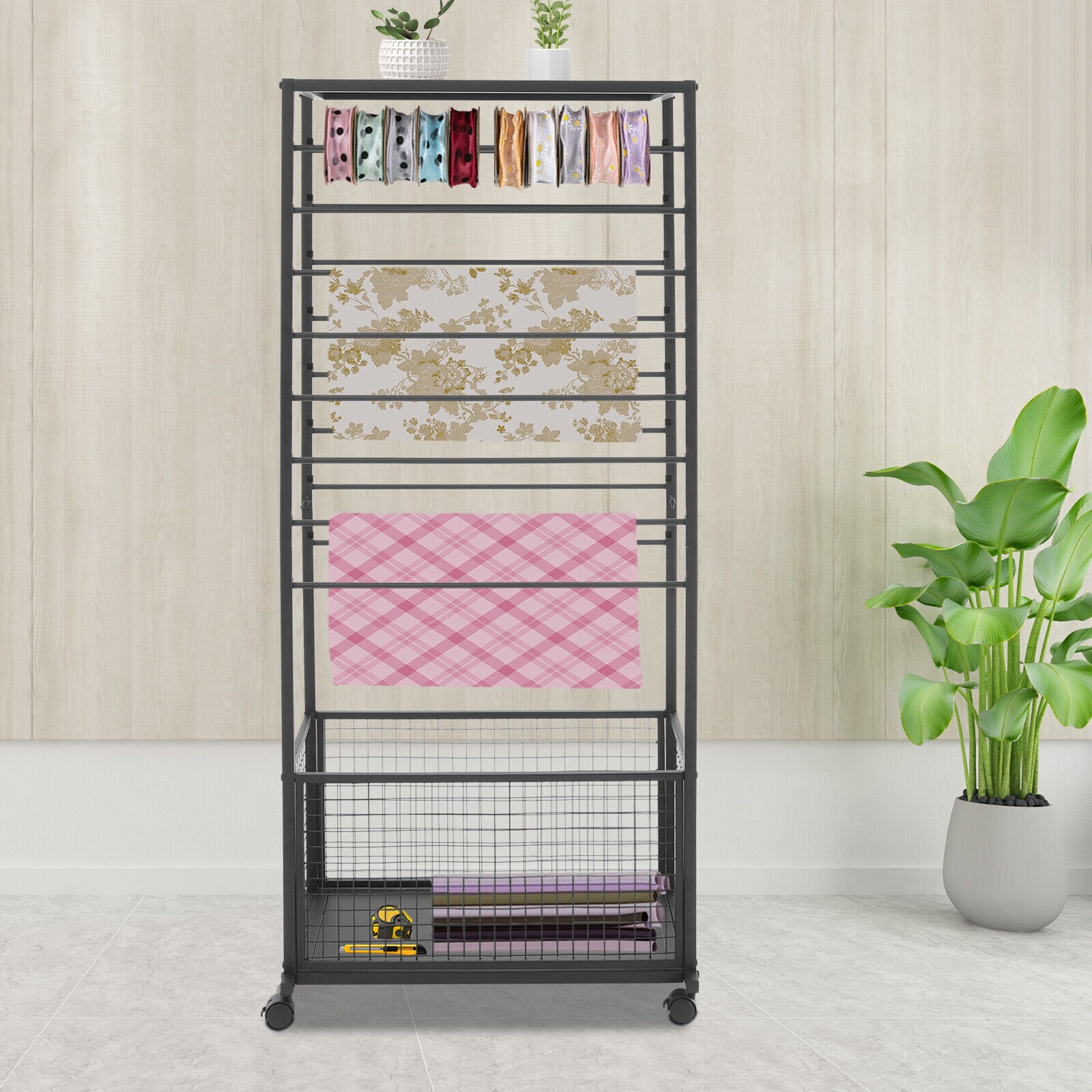 Black Ribbon Holder Organizer Rack in Flower Shops, Craft Rooms, Fabric ...