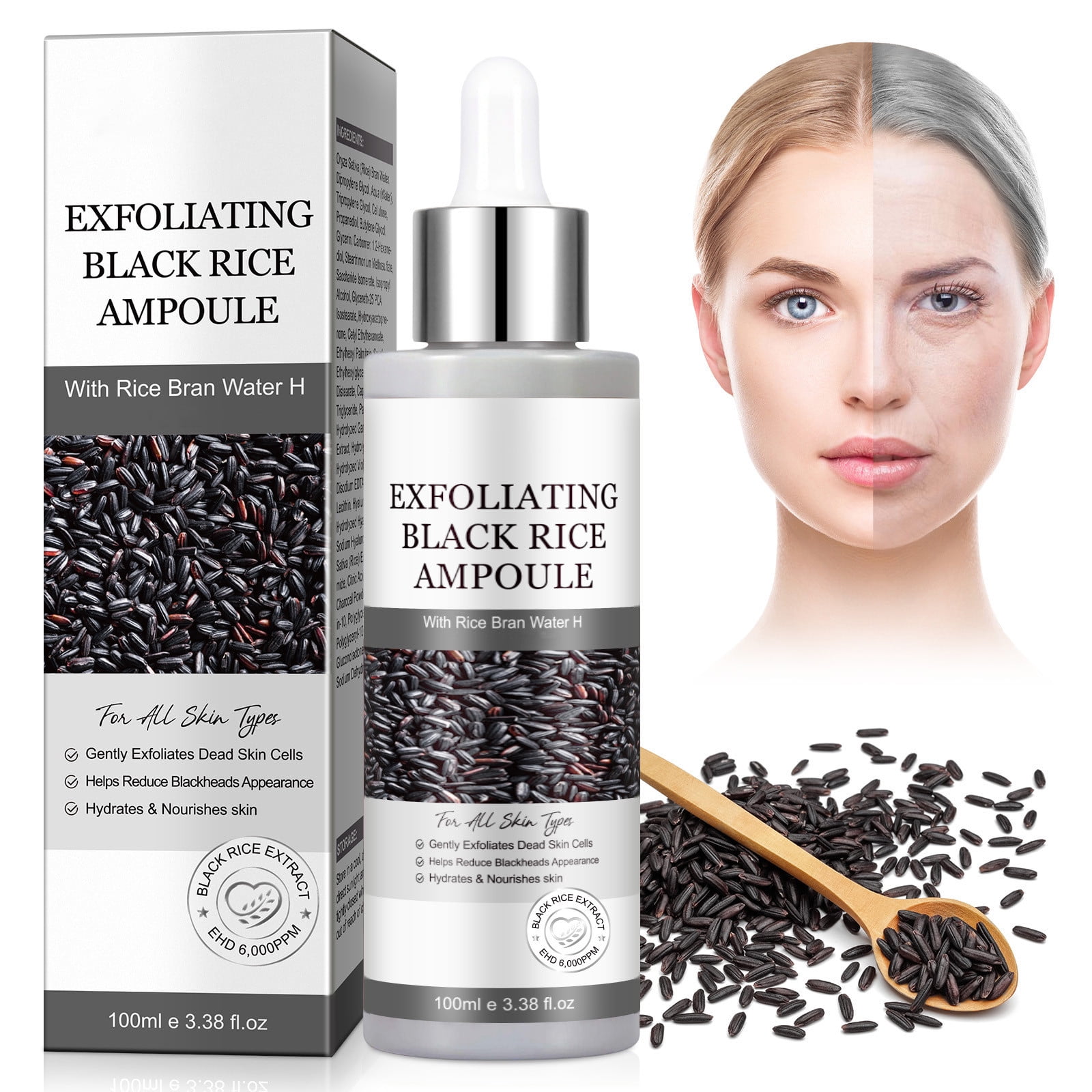 Black Rice Exfoliating Ampoule, 100ml, Soft Peeling Face & Body Scrub ...