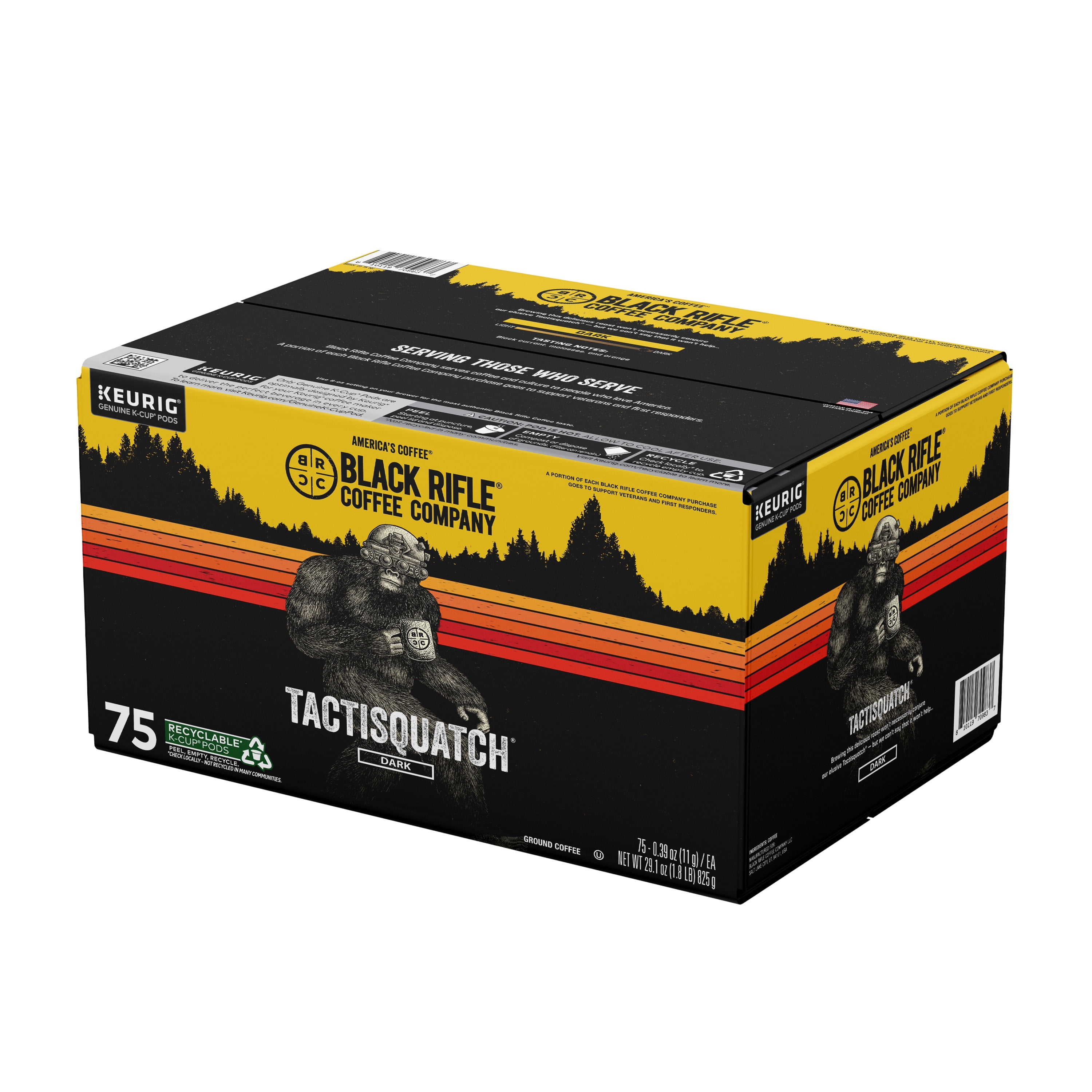 Black Rifle Coffee Company Tactisquatch K-Cup Coffee Pods, Dark Roast ...
