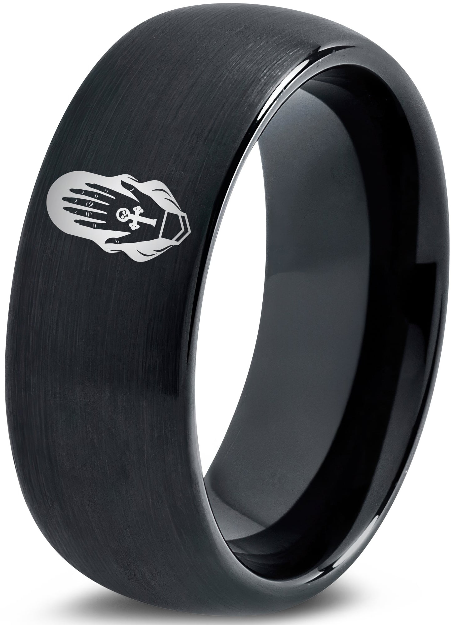 Black Ring Tungsten Mens Jewelry Gamer Officiant Gift Galentines ...