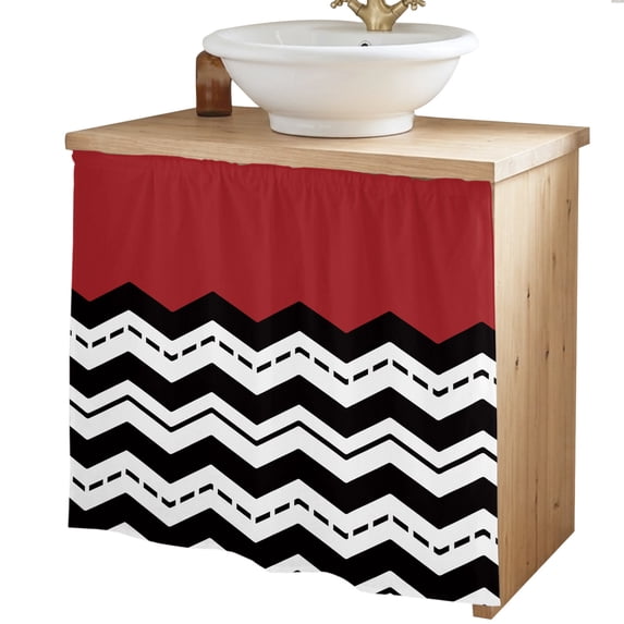 Black Ripple Cabinet Curtains Black Striped Simple Red Geometric ...