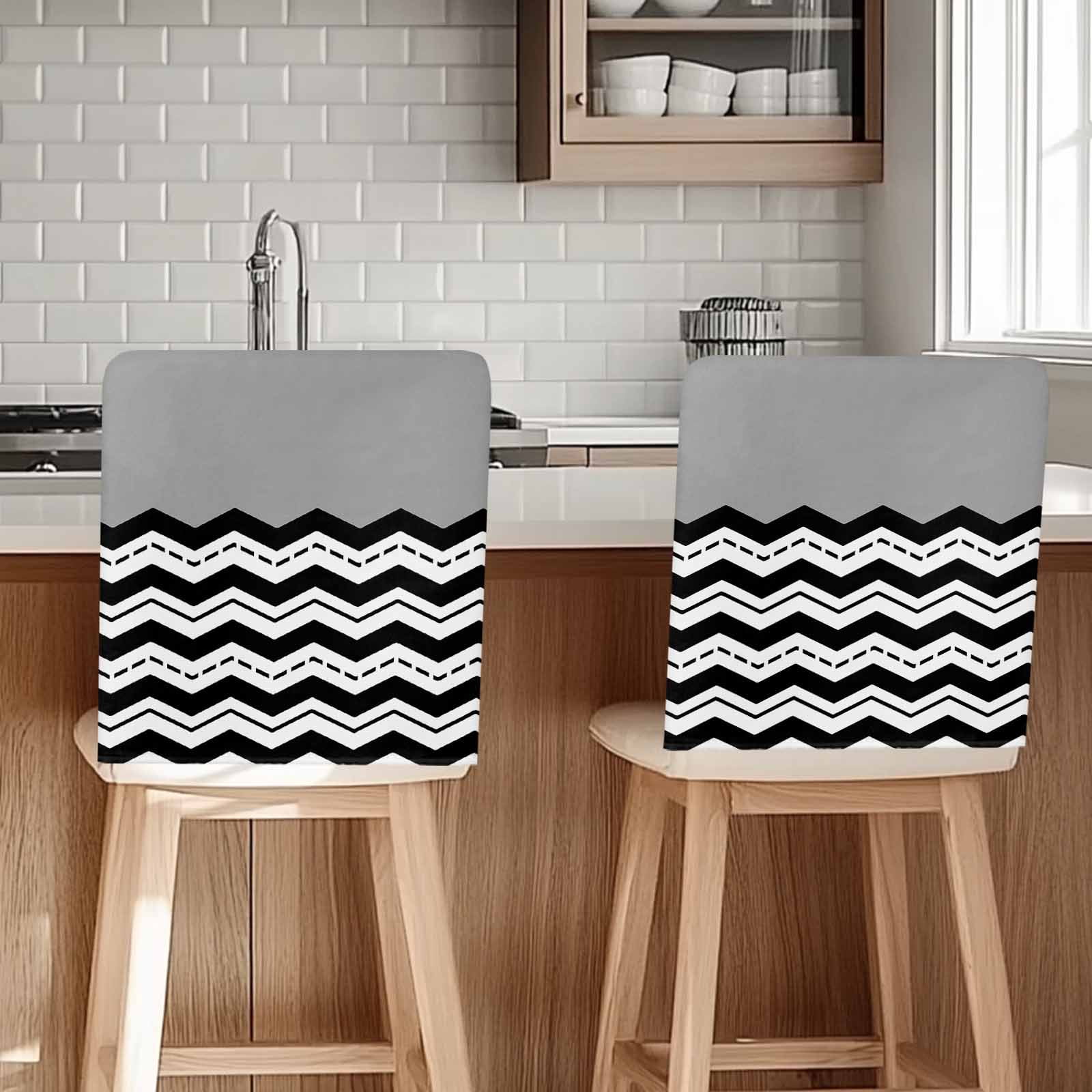 Black Ripple Chair Covers Set of 6 Black Striped Simple Chair Back ...