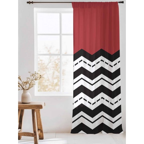 Black Ripple Sheer Curtains 108 Inch Long 1 Panel Black Striped Simple ...