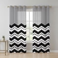 Black Ripple Sheer Curtains 96 Inch Long 2 Panels, Black Striped Simple ...