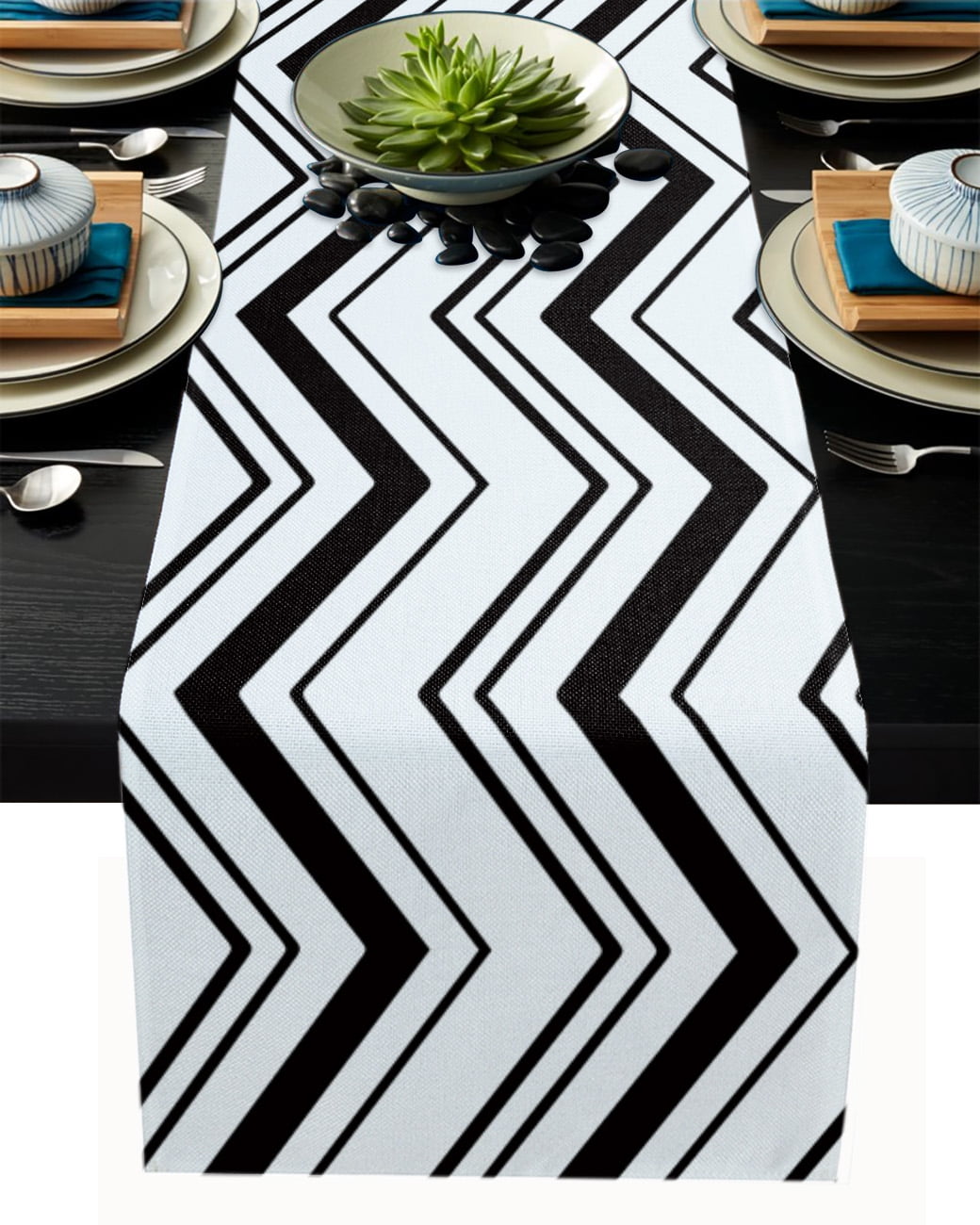 Black Ripple Stripes Waves Dinning Table ration Coffee Table r Wedding ...
