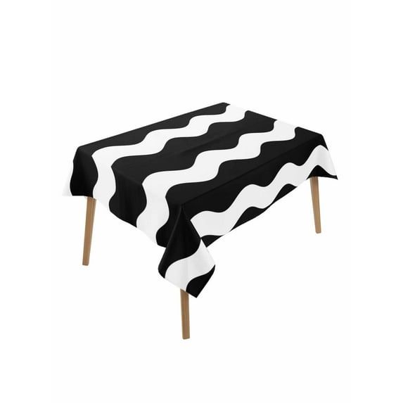 Black Ripple Table Cloth, Simple Black White Waves Aesthetics ...