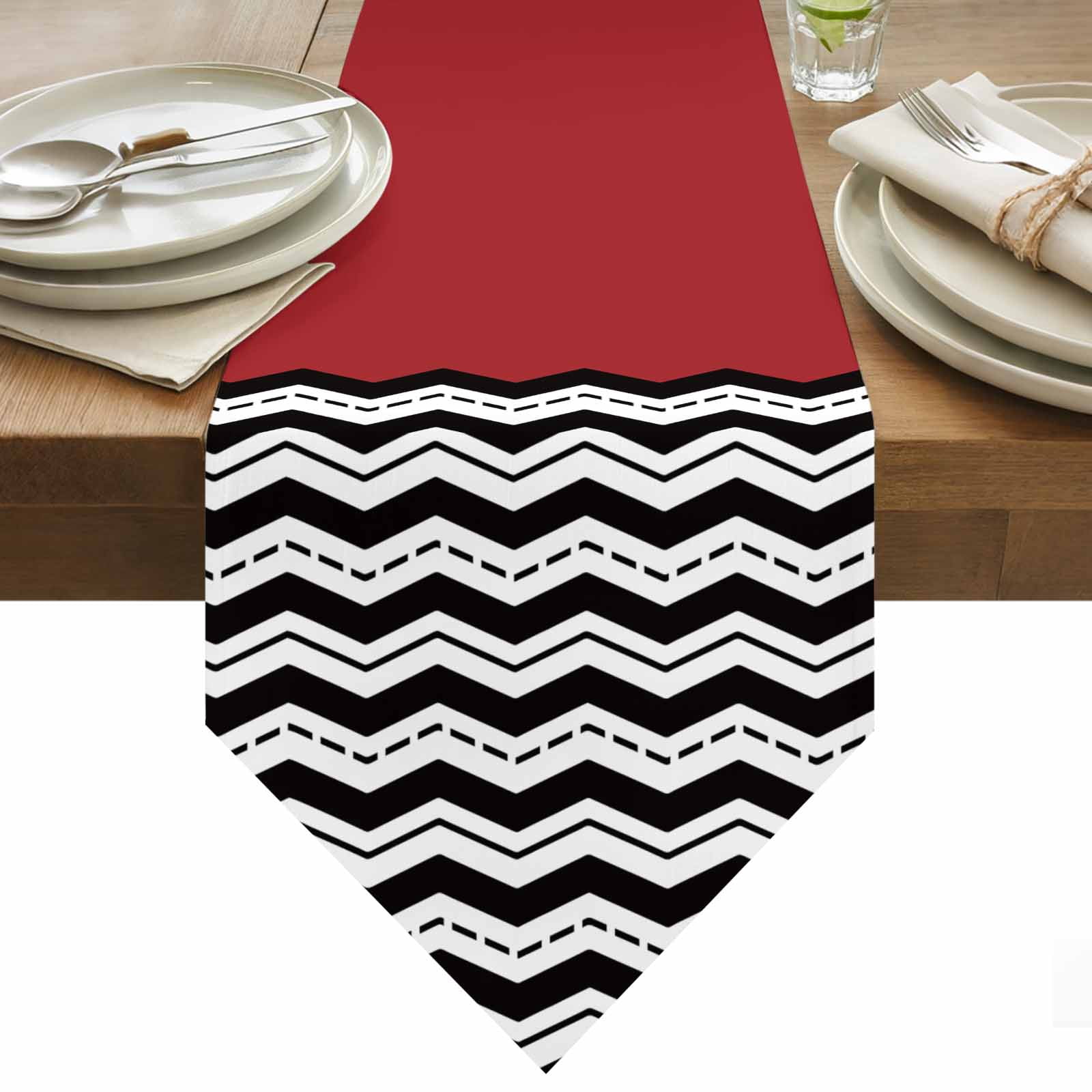 Black Ripple Table Runner 48 Inches Long Black Striped Simple Red ...