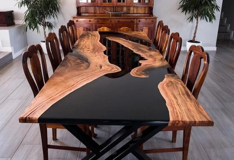 Black River Epoxy Walnut Tabletop-Dining Table/Conference Table/Sofa ...