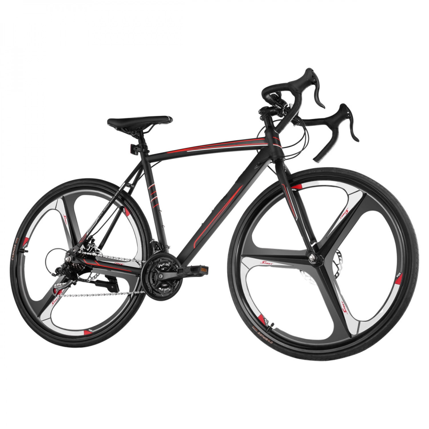 Black Road Bike Racing Bicycle 700C Shimano 21 Speeds Carbon Steel ...