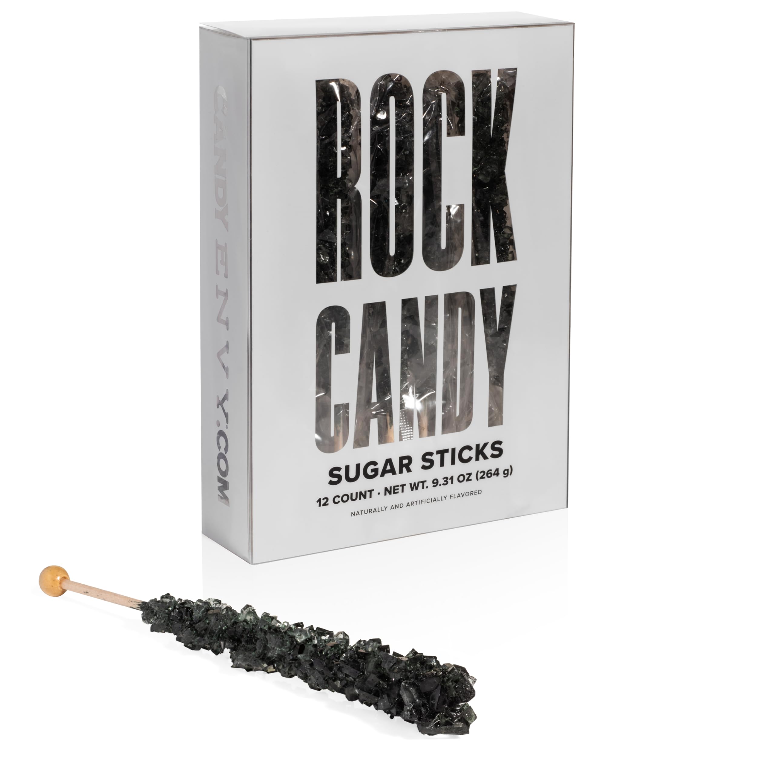 Black Rock Candy Sugar ESF27 Sticks - Black Cherry Flavored - 12 Individually Wrapped Candy ...