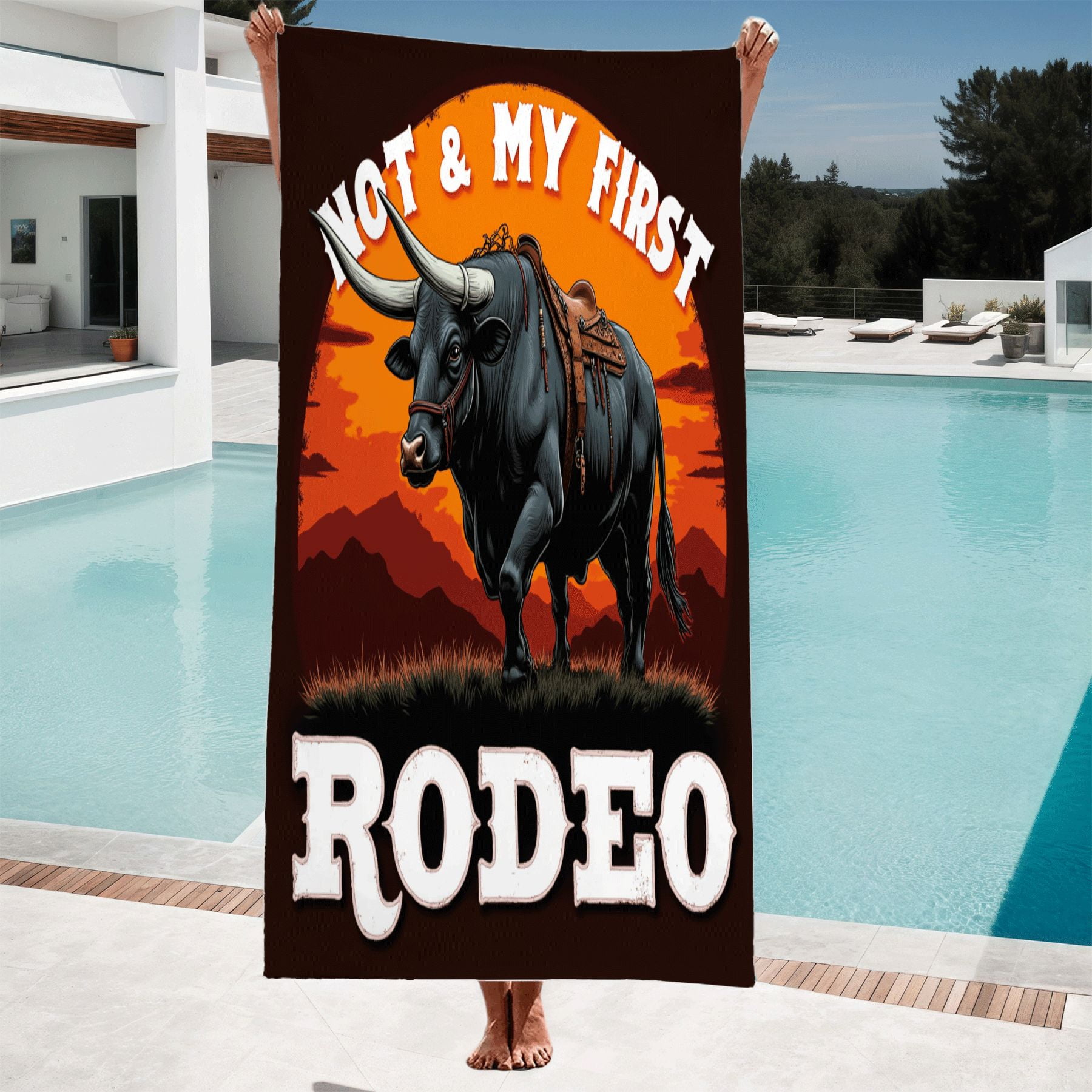 Black Rodeo Beach Towel - Bold Western Design Perfect for Pool Bath and ...