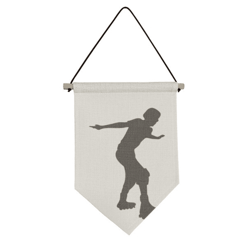 Black Roller Skating Sport Outline Canvas Flag Hanging Wall Art Decor ...