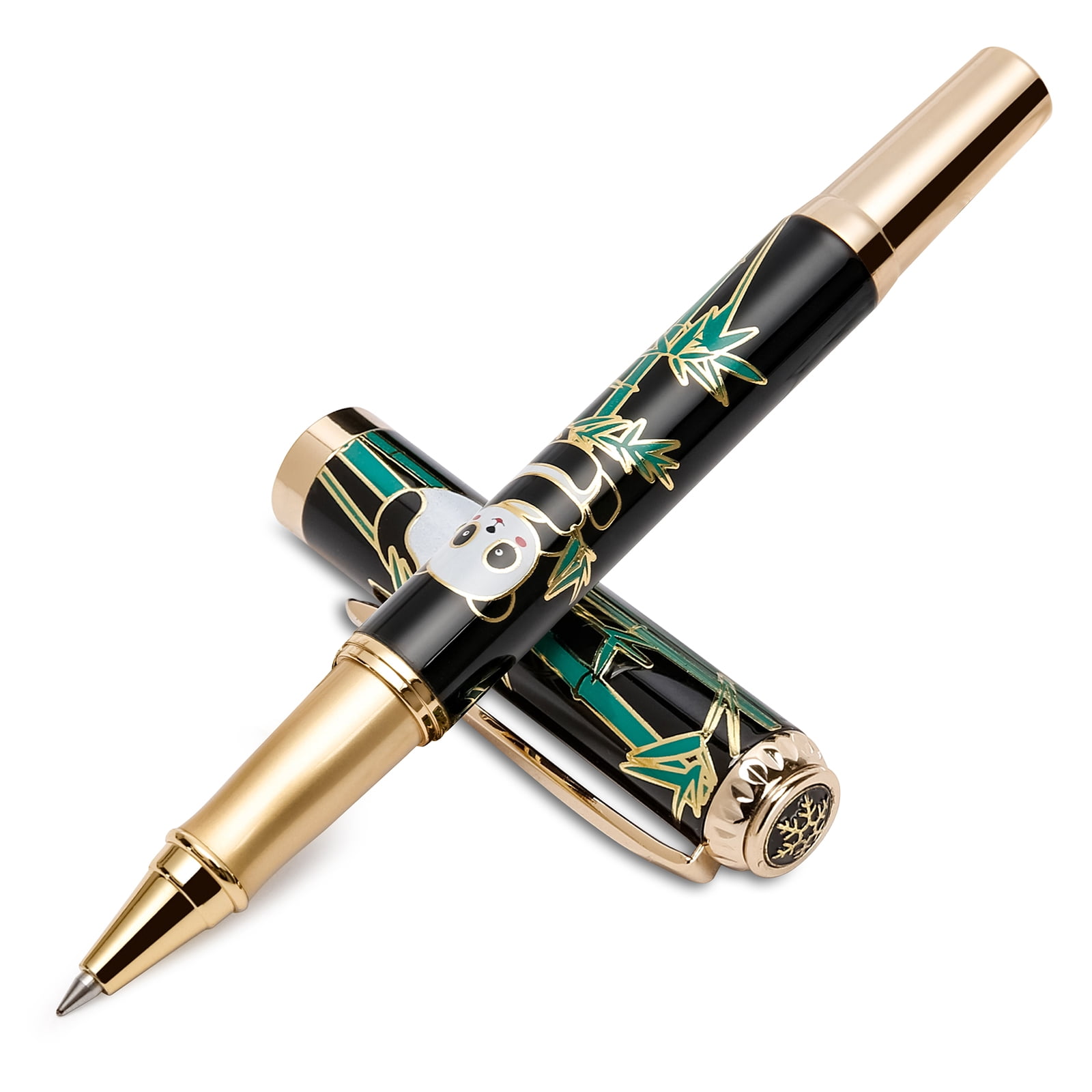 Black Rollerball Point Pen with Real 24K Gold Finish, Luxury Pen Set ...