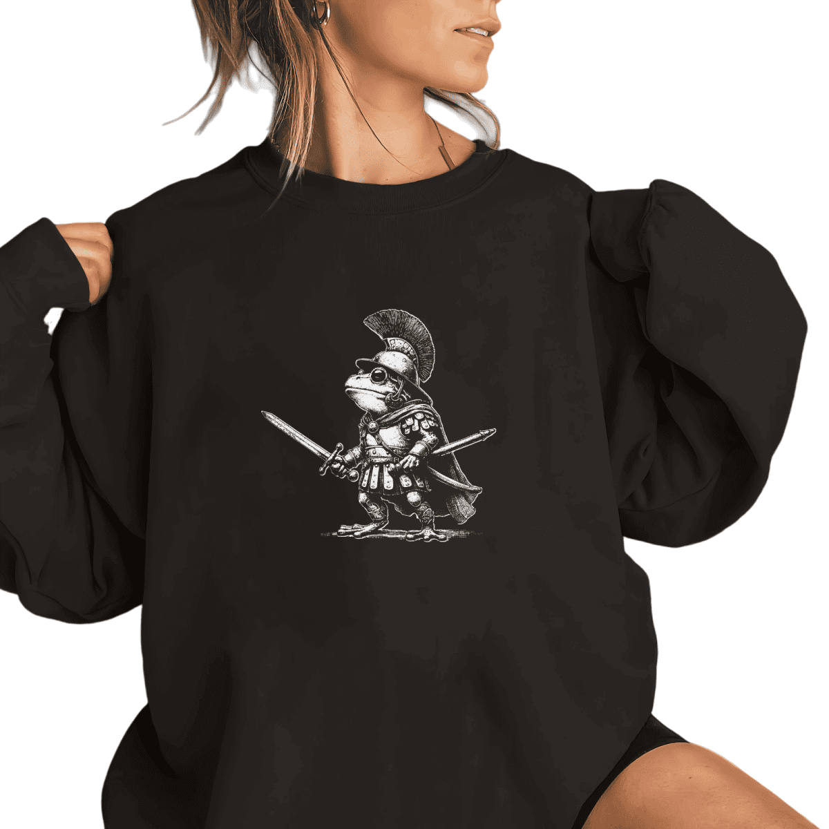 Black Roman Warrior Frog Print Sweatshirt Graphic Sweatshirt Shirts For ...