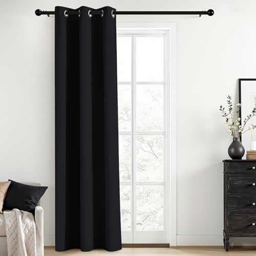 Black Room Darkening Grommet Window Drapes Blackout Curtains Thermal ...