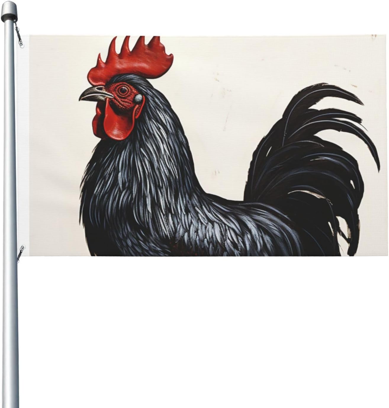 Black Rooster Flag 4.85x8 ft Garden Flag Welcome Spring Summer Garden Flags Outdoor Flags With ...