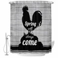 Black Rooster Shower Curtain for Bathroom, Spring Will Always Come ...
