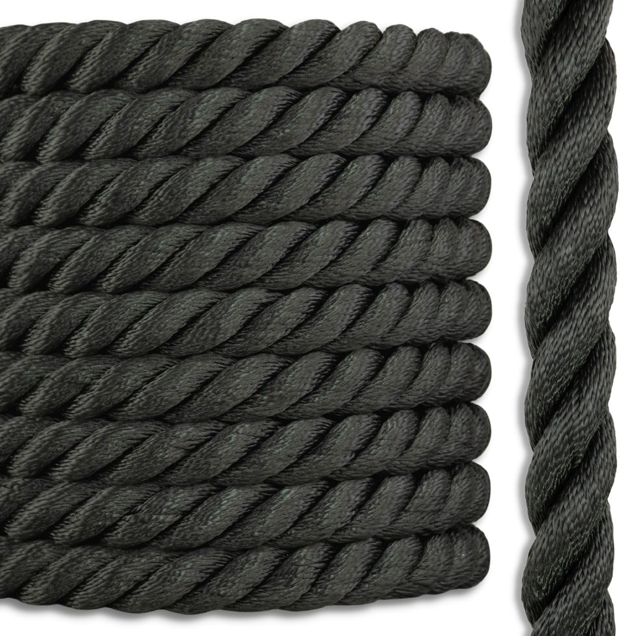 Black Rope | 3 Strand Twisted | 100% | 5/8 in. x 50 feet - Walmart.com