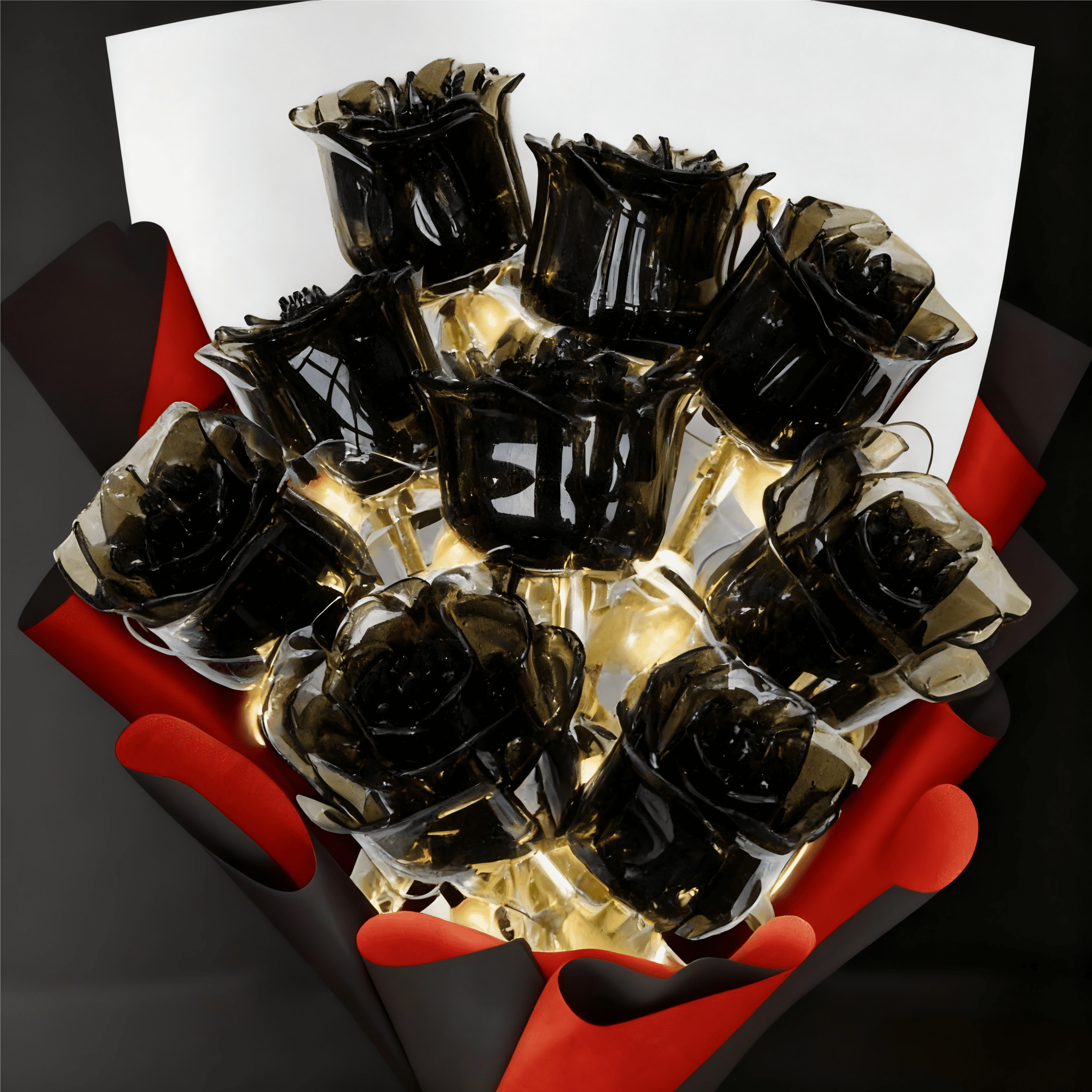 Black Rose Bouquet Building Set with LED Lighting, Gothic Artificial ...