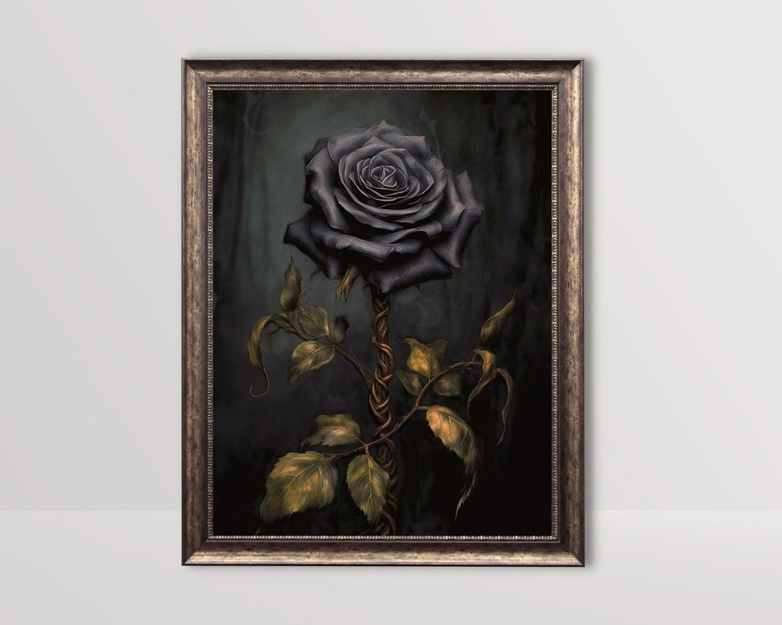 Black Rose, Dark Gothic Art Poster, Moody Vintage, Dark Victorian ...