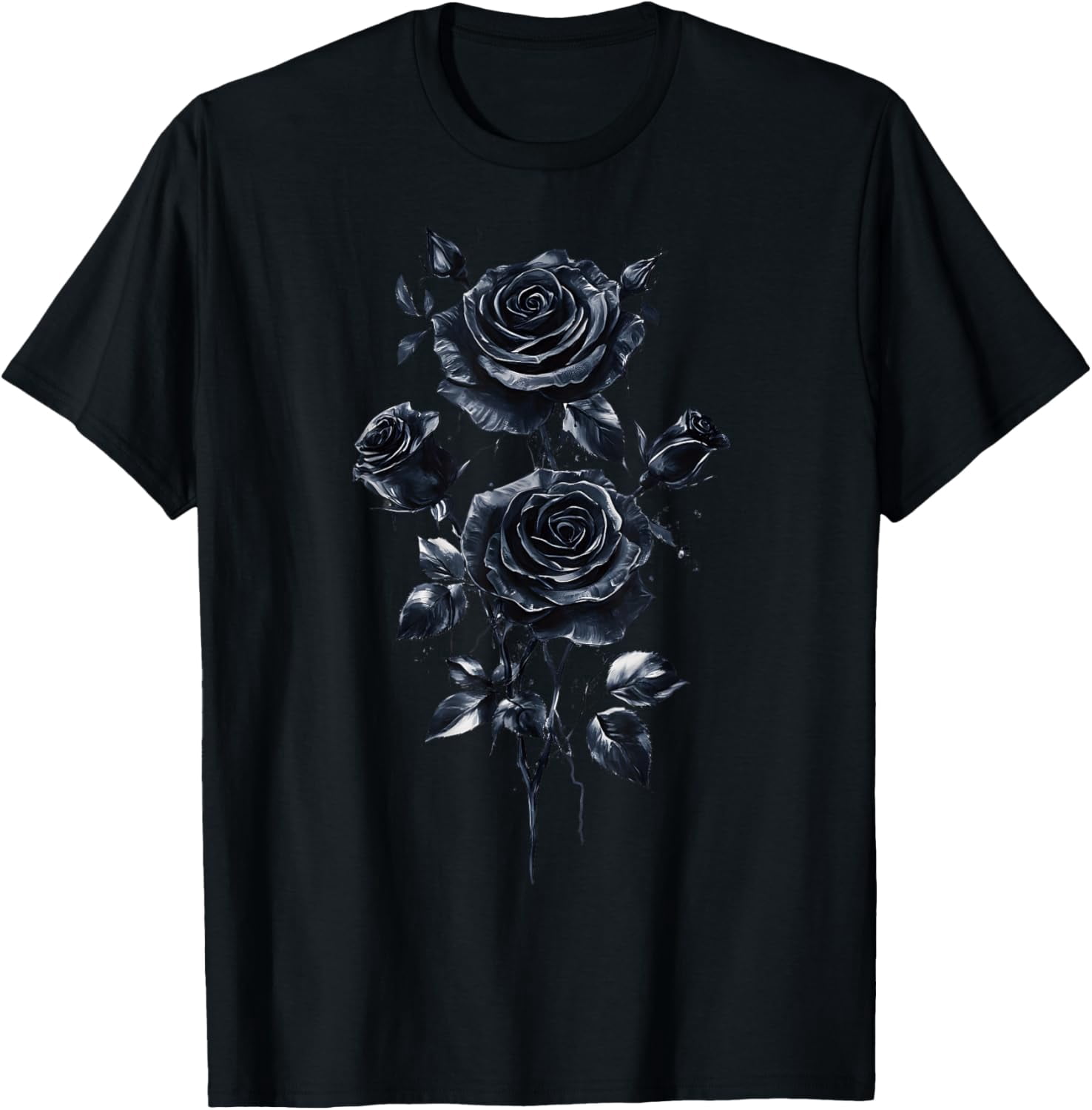 Black Rose Flower Botanist Garden Floral T-Shirt - Walmart.com