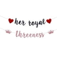 Black Rose Gold Glitter Her Royal Threeness Banner, Heart Crown Garland ...