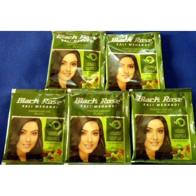 Black Rose Kali Mehandi | Herbal Black Henna Hair Color | 5Sachets Of ...