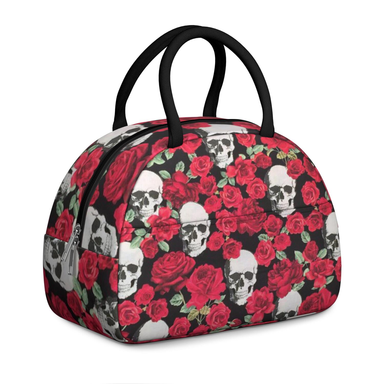 Black Rose Lunch Box - Gothic Skeleton Face with Floral Crown ...