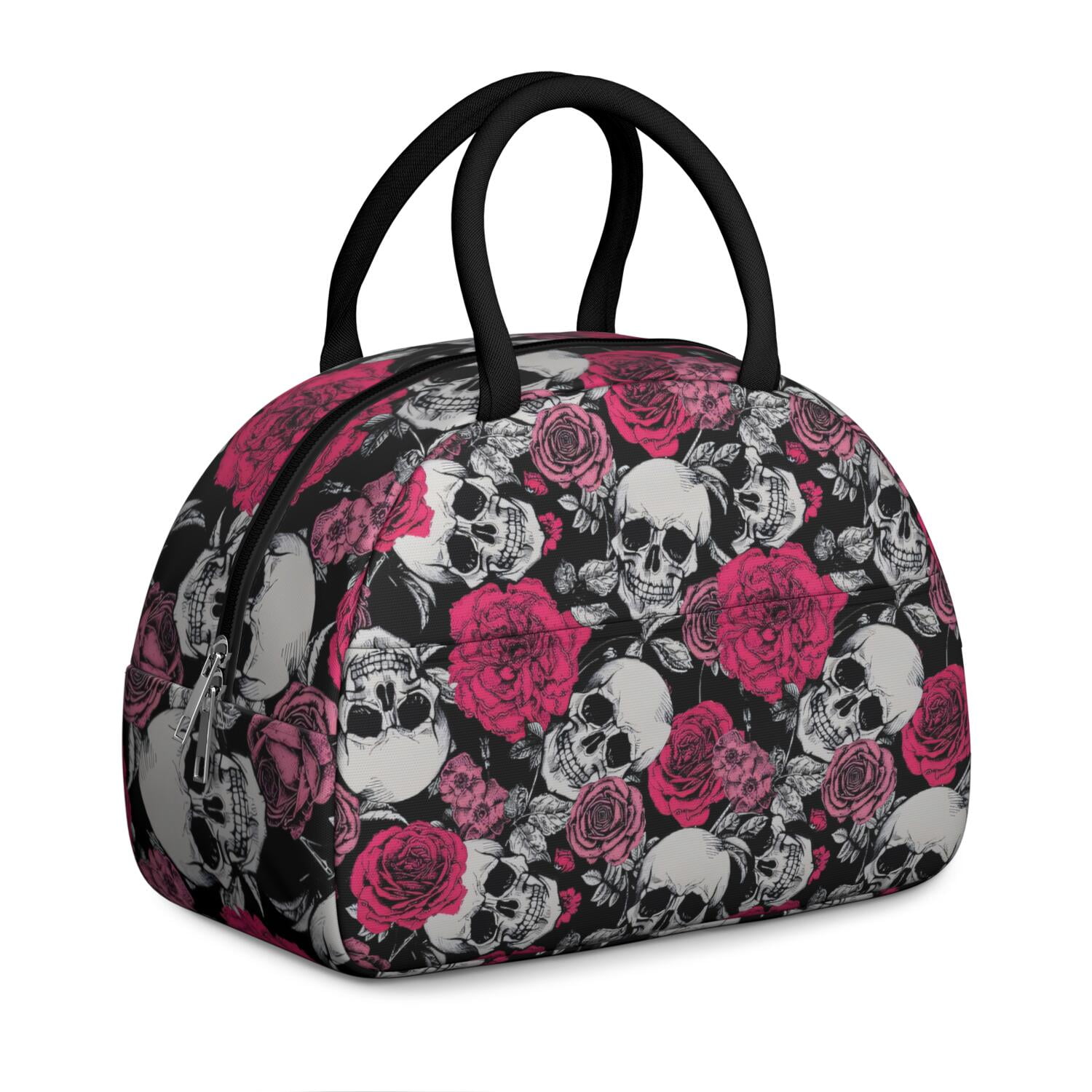 Black Rose Lunch Box - Gothic Skeleton Face with Floral Crown ...