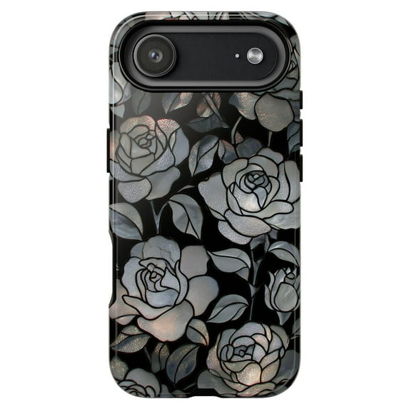 Black Rose Stained Glass Dark Academia Phone Case with iPhone 17 to 11 ...