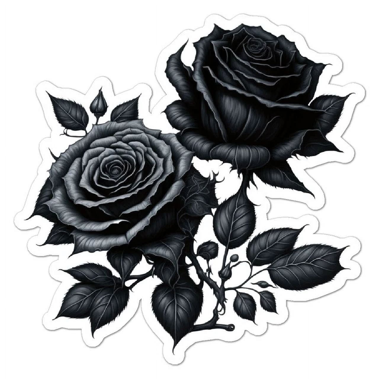 Black Rose Sticker Indoor Outdoor Phone Decal Water Bottle Stickers Car ...