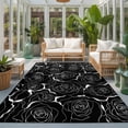 Black Rose Washable Living Room Rugs 5'x7', Floral Blossom White ...