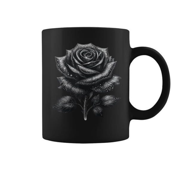 Black Rose With Silver Sparkes Coffee Mugs - Walmart.com