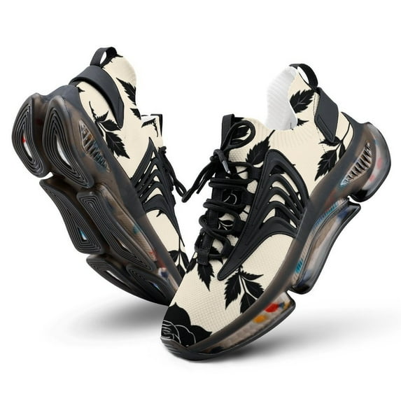 Black Roses And Leaves Walking Shoes for Men Woman Lightweight Tennis ...