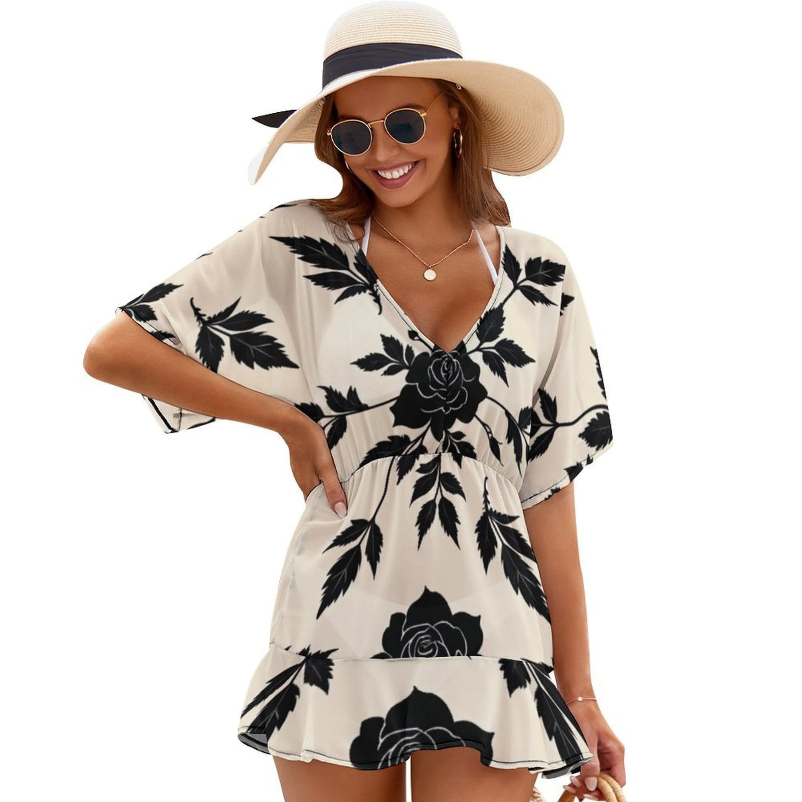 Black Roses And Leaves Women's Luxury Party Dress Evening Dresses ...