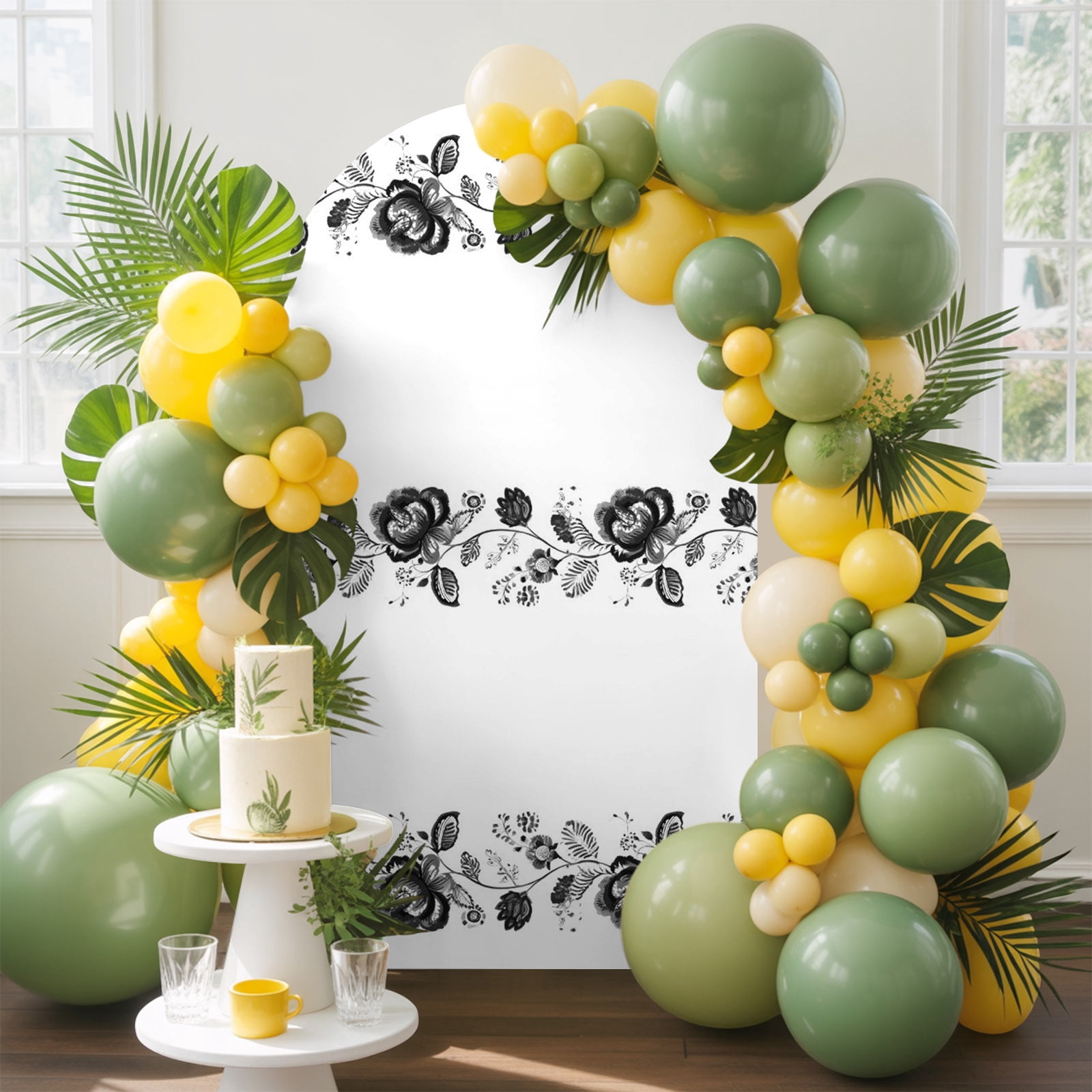 Black Roses Arch Backdrop Cover 6 FT, Botanical Floral Leaf Vintage ...