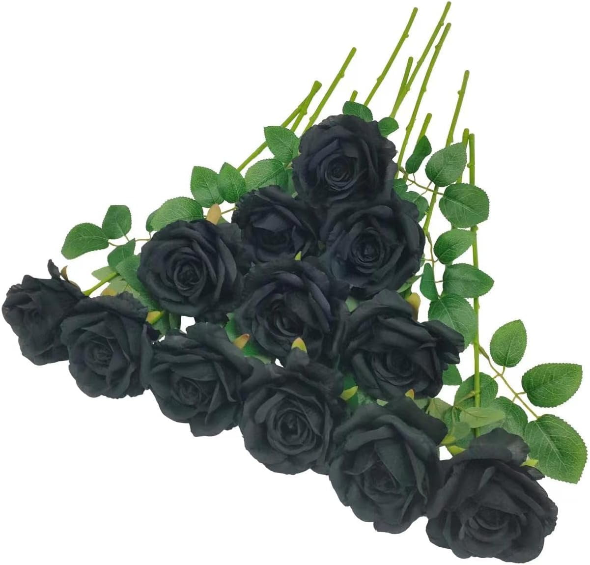 Black Roses Artificial Flowers Bulk,12 Pcs Fake Black Silk Flowers for ...