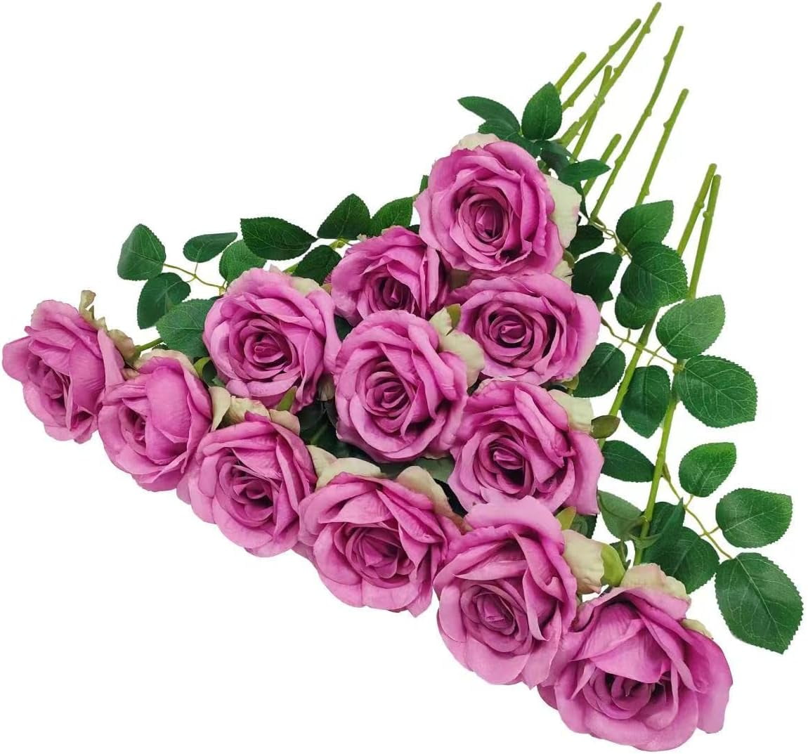 Black Roses Artificial Flowers Bulk,12 Pcs Fake Black Silk Flowers for ...