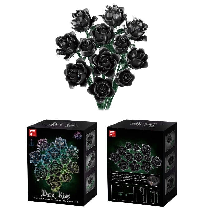 Black Roses Bouquet Building Set, Artificial Flowers Botanical ...
